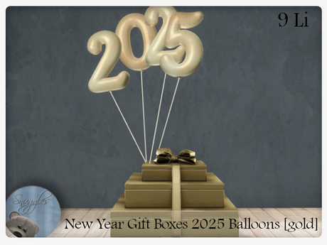 Second Life Marketplace - New Year Gift Boxes 2025 Balloons [gold]